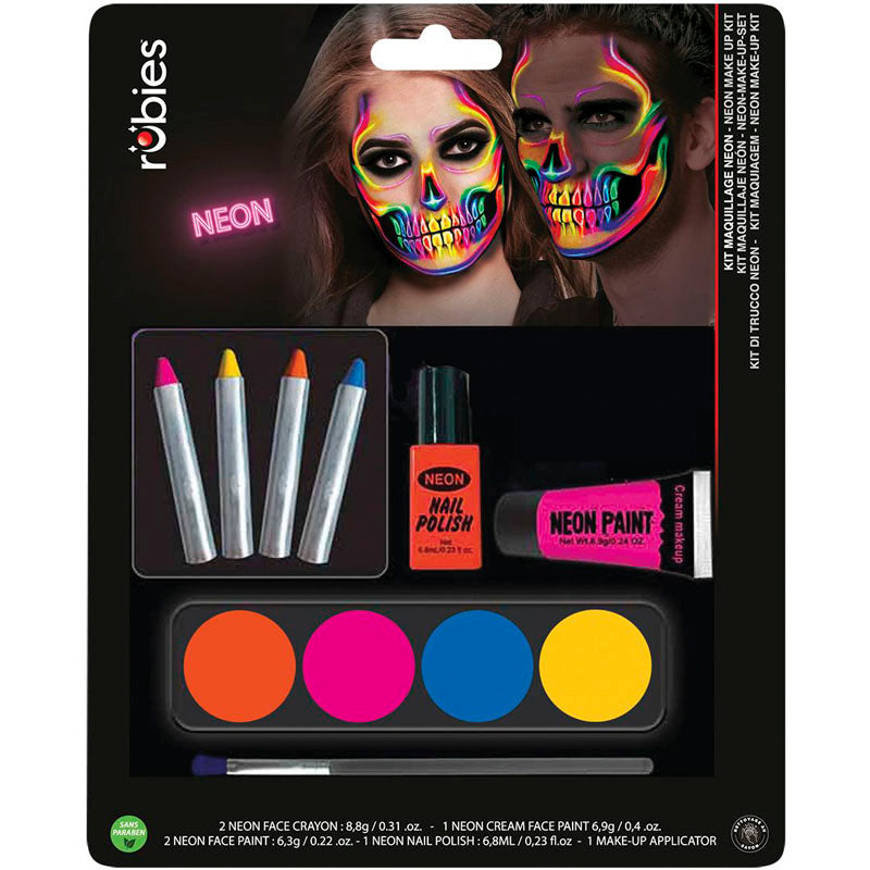 Kit maquillage néon tout en 1 | Accessoire de déguisement fluorescent