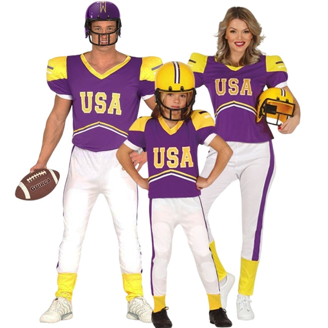 Déguisements Joueurs Rugby Violets adultes et enfants pour familles